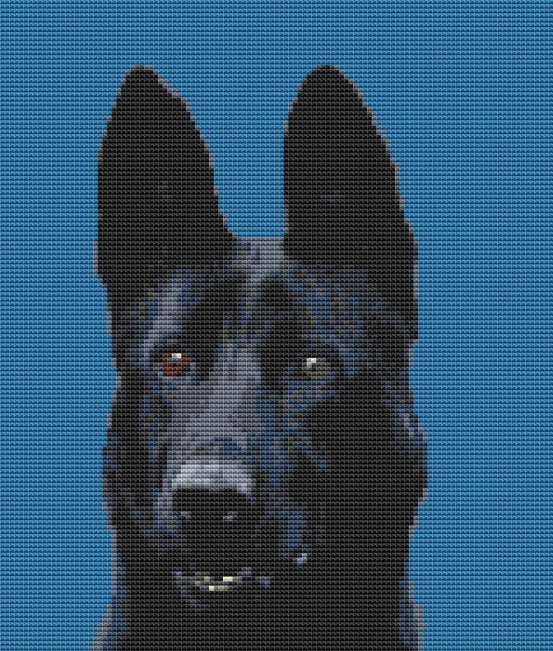 German Shepherd Dog Pup Black Alsation Counted Cross Stitch Kit 10" X 8 ...