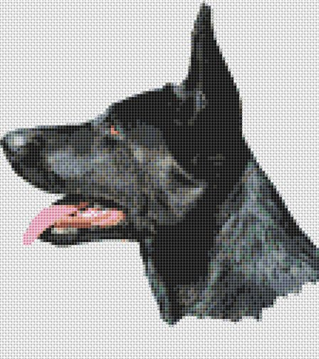 German Shepherd Dog Pup Black Alsation Counted Cross Stitch Kit 9 X 8 ...