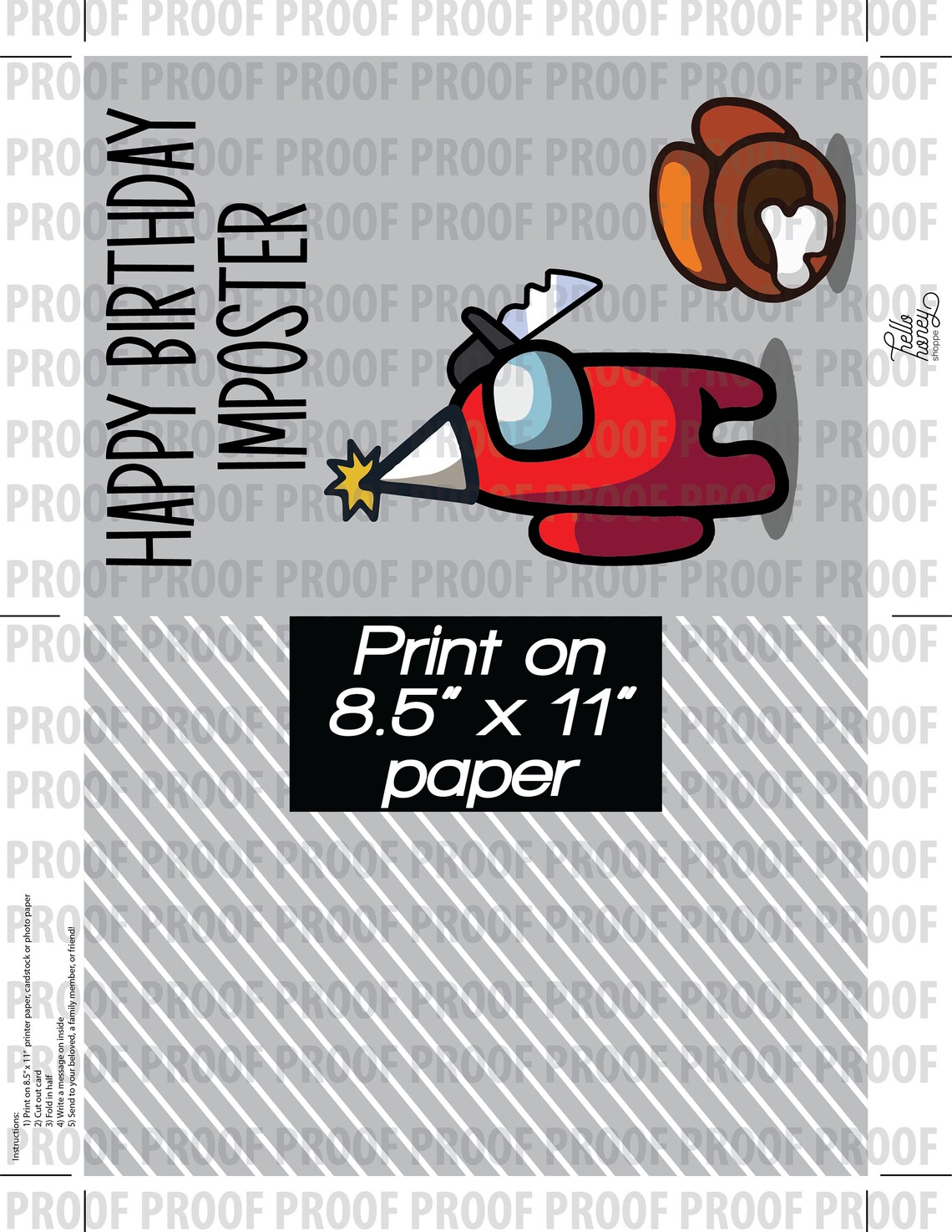 Among Us Imposter Birthday Card Printable Instant Download | Etsy