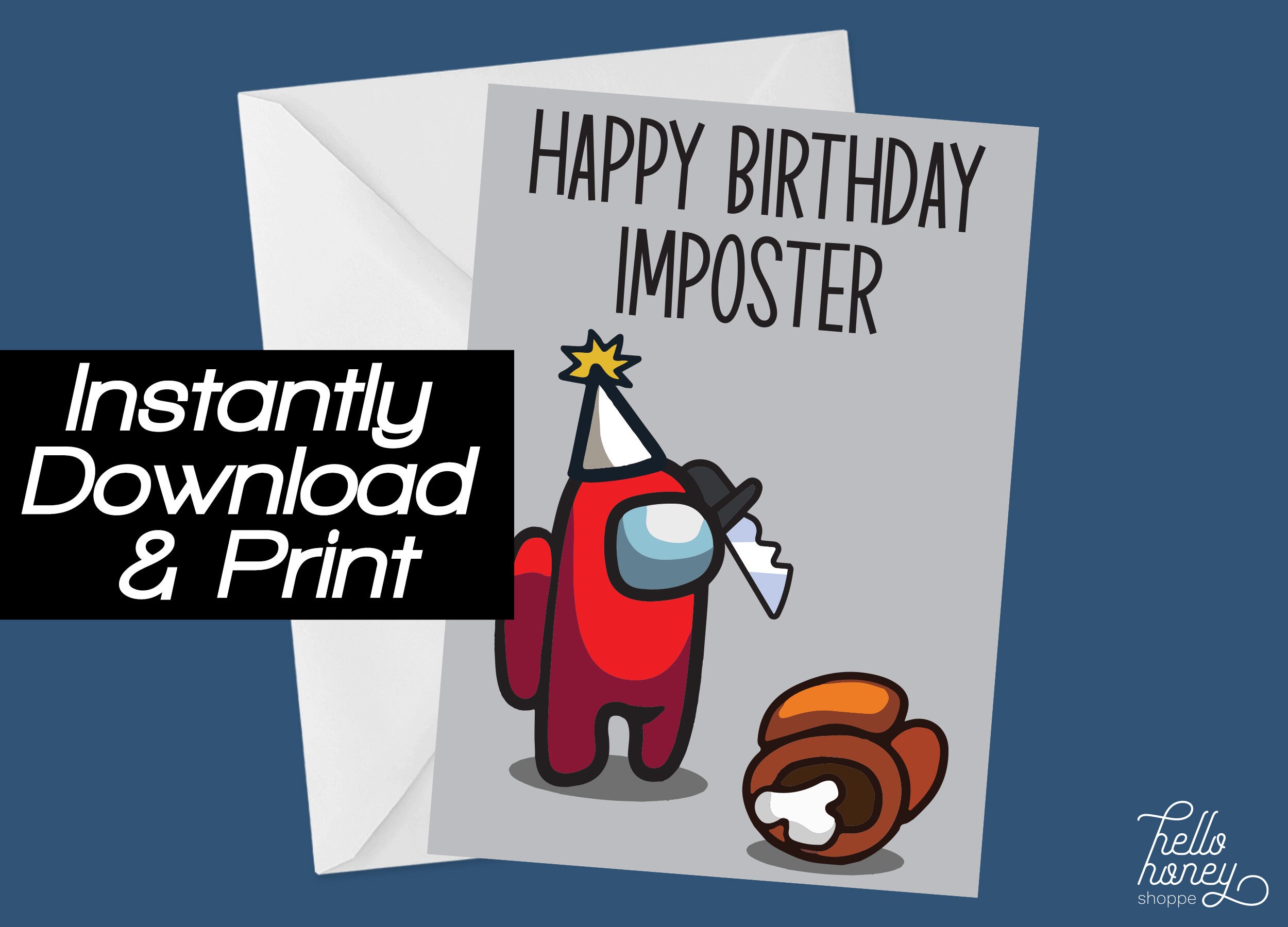 Among Us Imposter Birthday Card Printable Instant Download | Etsy