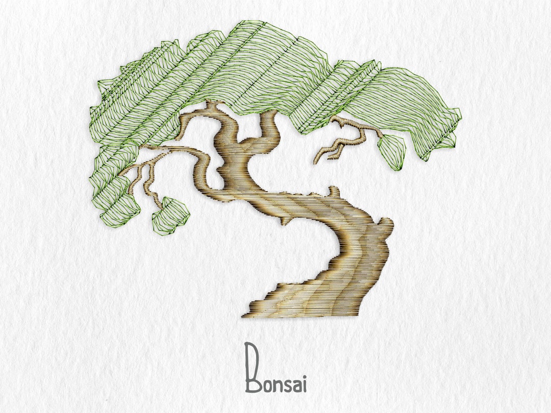 Bonsai Tree - Digital Embroidery File - Botanical Machine Embroidery ...