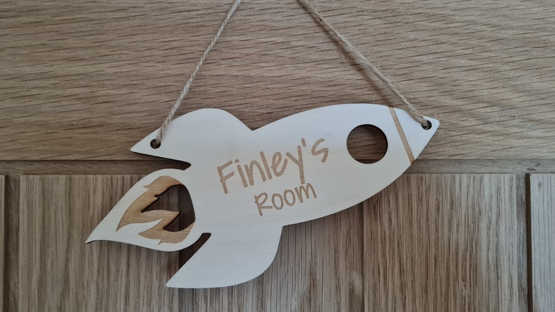 Personalised Rocket Door Sign - Bedroom Plaque Space Theme Sign ...