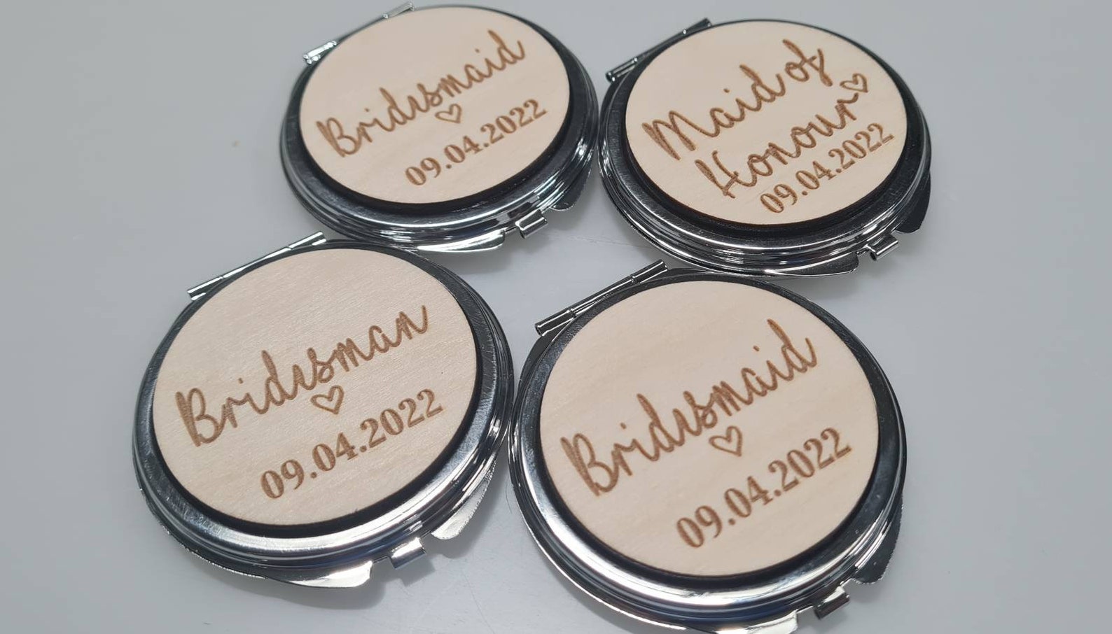 Personalised Pocket Mirror Gift, Engraved Wedding Gift for Bride ...