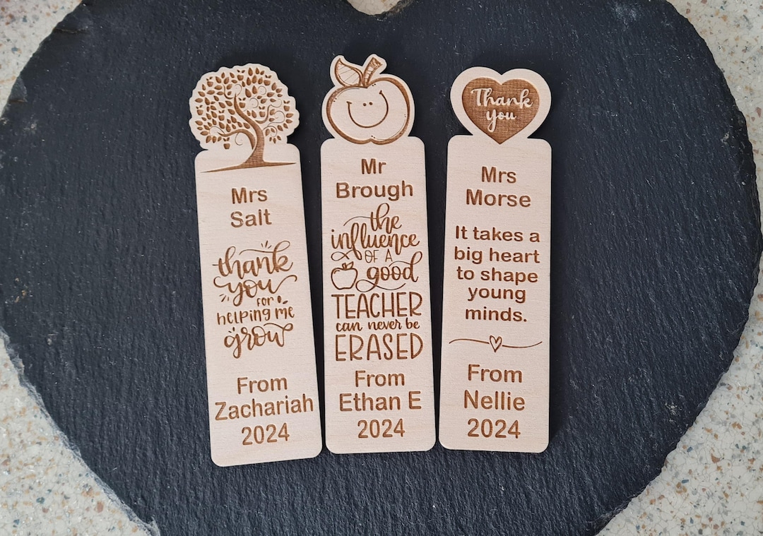 Personalised Wooden Teacher Bookmark Gifts, Christmas Teacher Gift Book ...