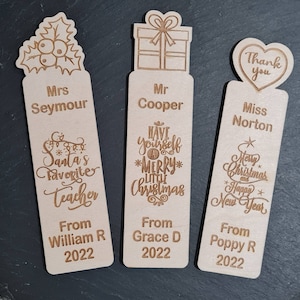 Personalised Wooden Teacher Bookmark Gifts, Christmas Teacher Gift Book ...