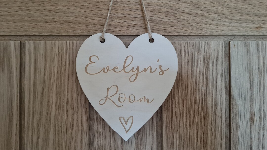 Personalised Heart Door Sign - Bedroom Heart Shaped Bedroom Sign ...