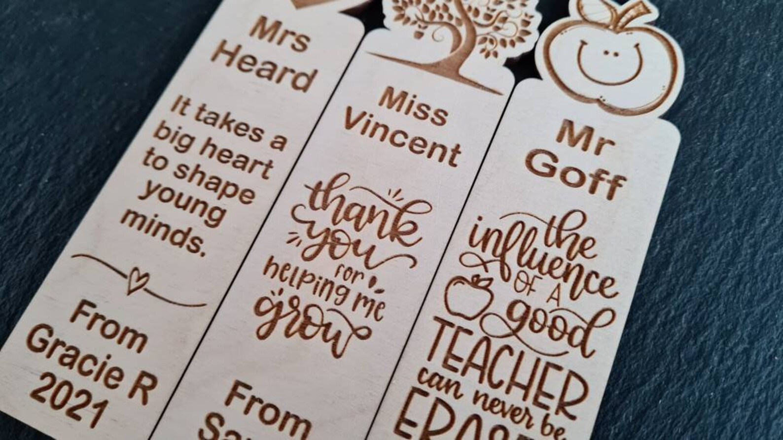 Personalised Wooden Teacher Bookmark Gifts, Christmas Teacher Gift Book ...