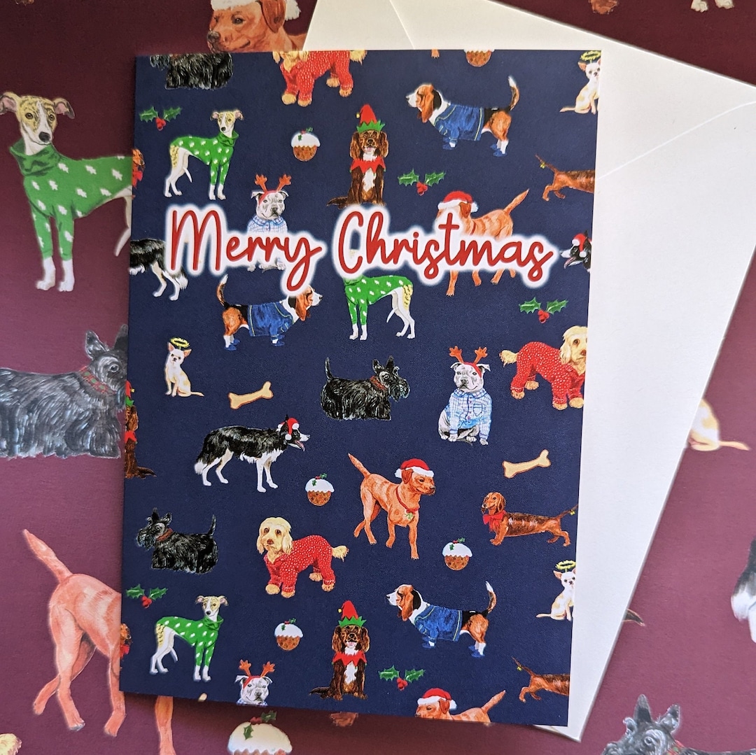 Christmas Dogs Greetings Cards - Etsy UK