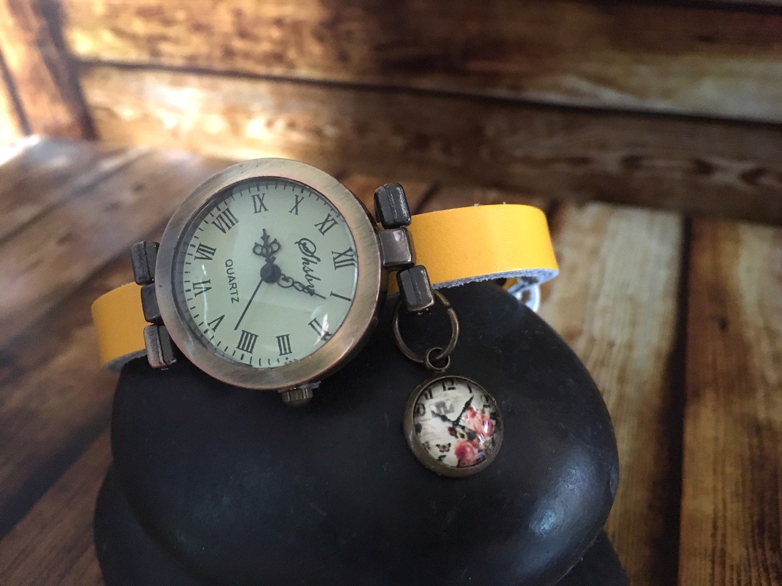 Womens Yellow Watch, Ladies Leather Watch, Bronze Anniversary, Third ...