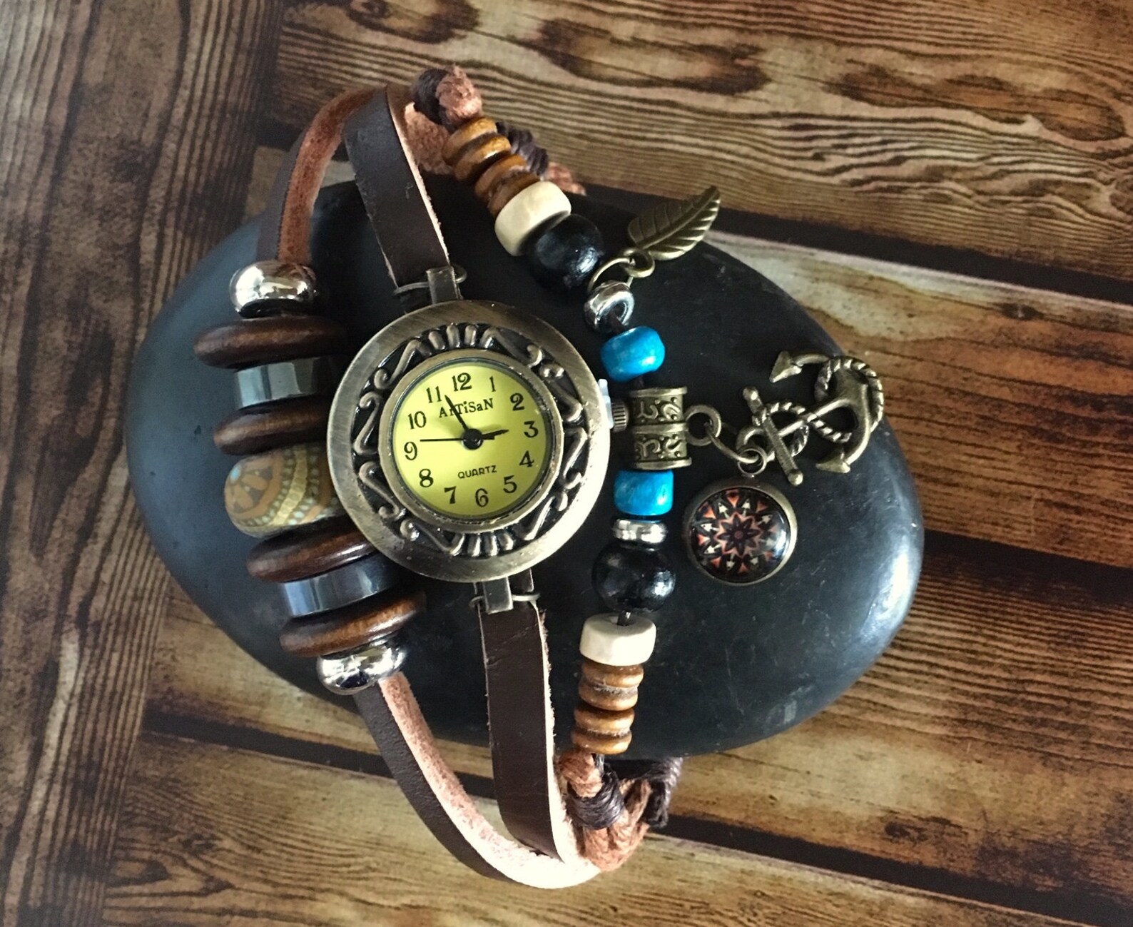 Surfer Watch Brown Leather Watch Boho Jewellery Surfer | Etsy