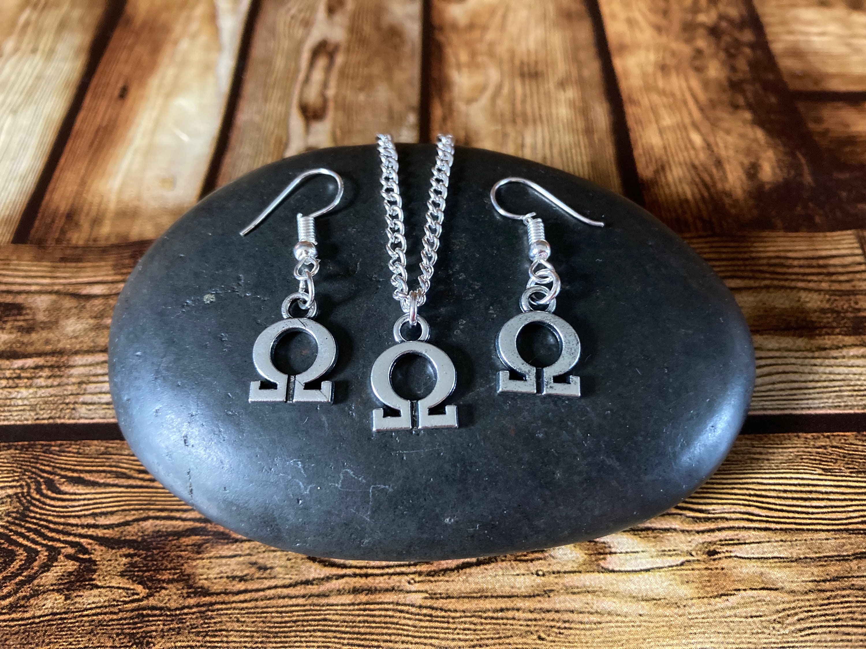 Omega Symbol Jewellery Maths Symbol Necklace and Earring - Etsy