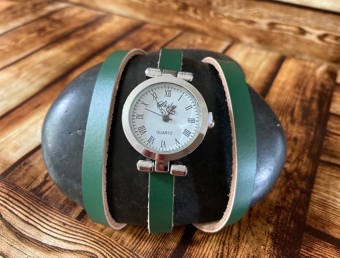 Womens Leather Watch Green Leather Watch Ladies Watch - Etsy