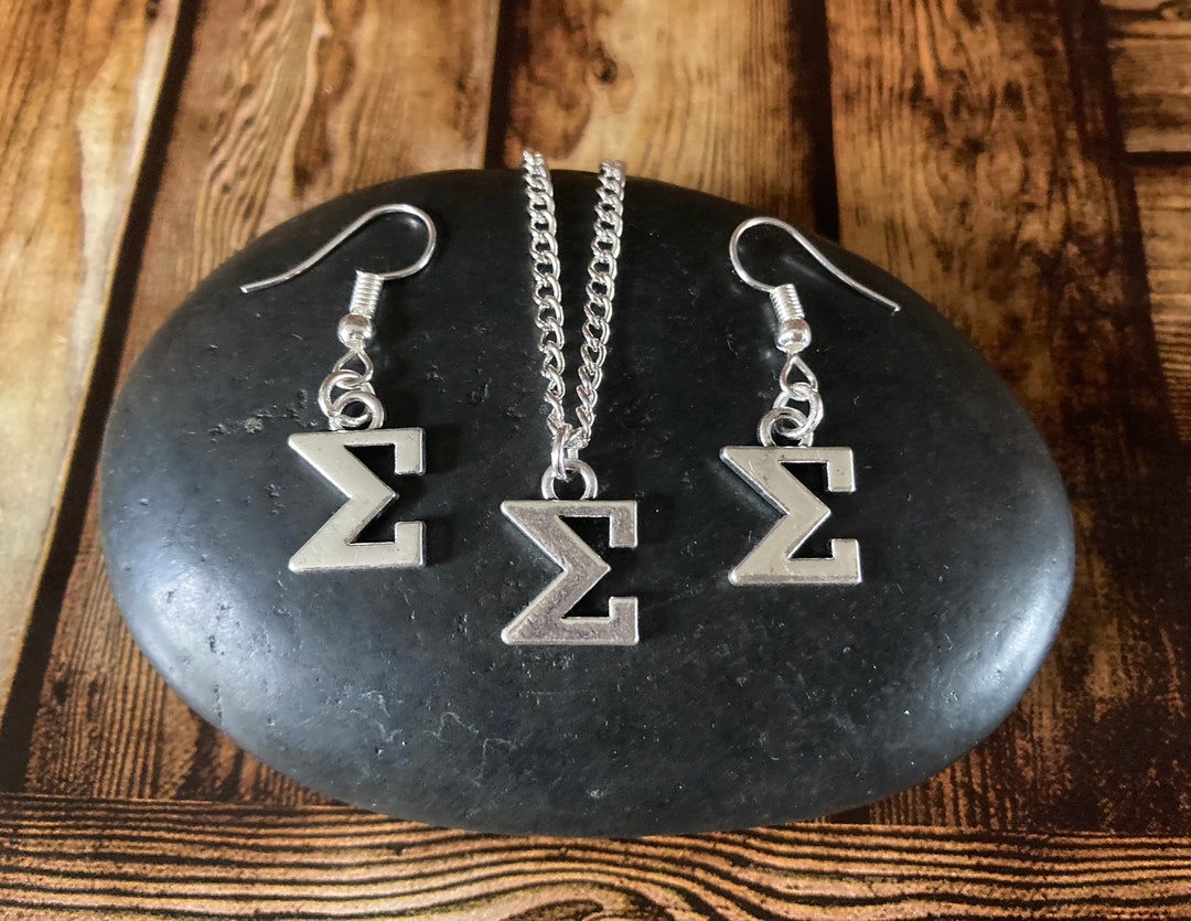 Sigma Symbol Jewellery, Maths Symbol Necklace and Earring, Maths ...