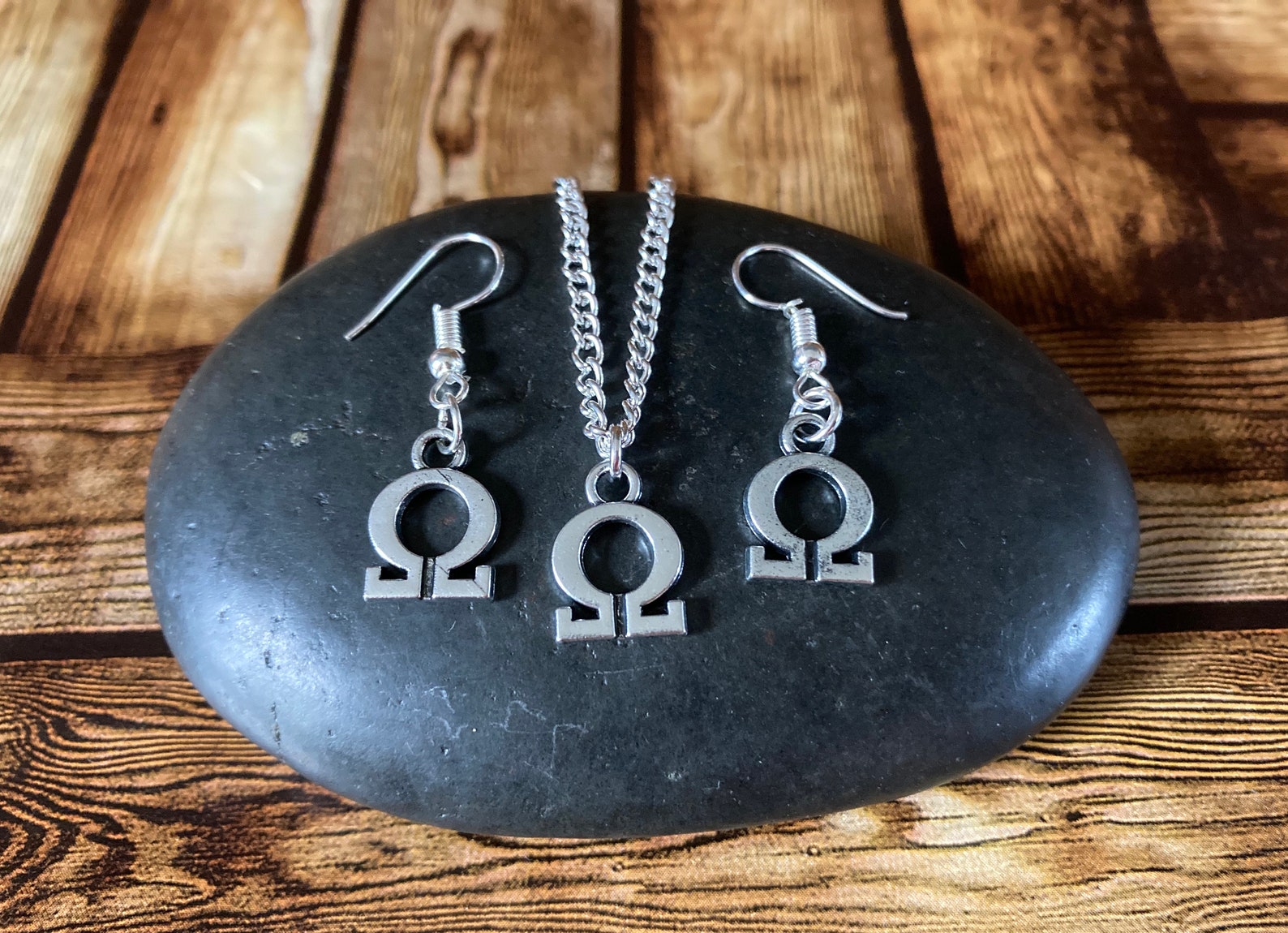 Omega Symbol Jewellery Maths Symbol Necklace and Earring - Etsy