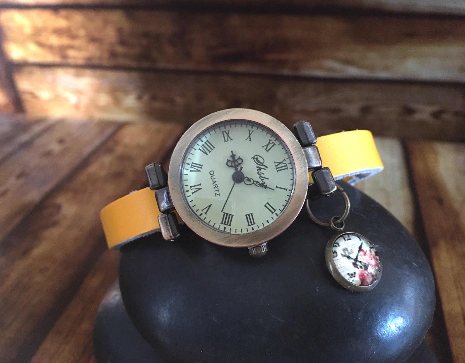 Womens Yellow Watch, Ladies Leather Watch, Bronze Anniversary, Third ...