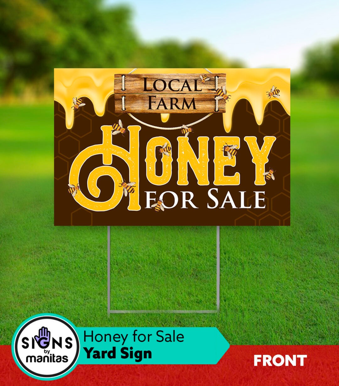 Beekeeping Honey for Sale Sign, Honey Bee, Honey Sign, for Sale Sign ...