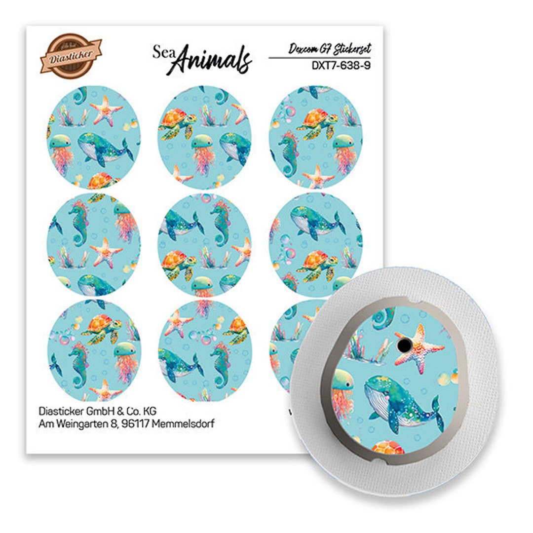 Dexcom G7 Stickers Set of 9 sea Animals - Etsy