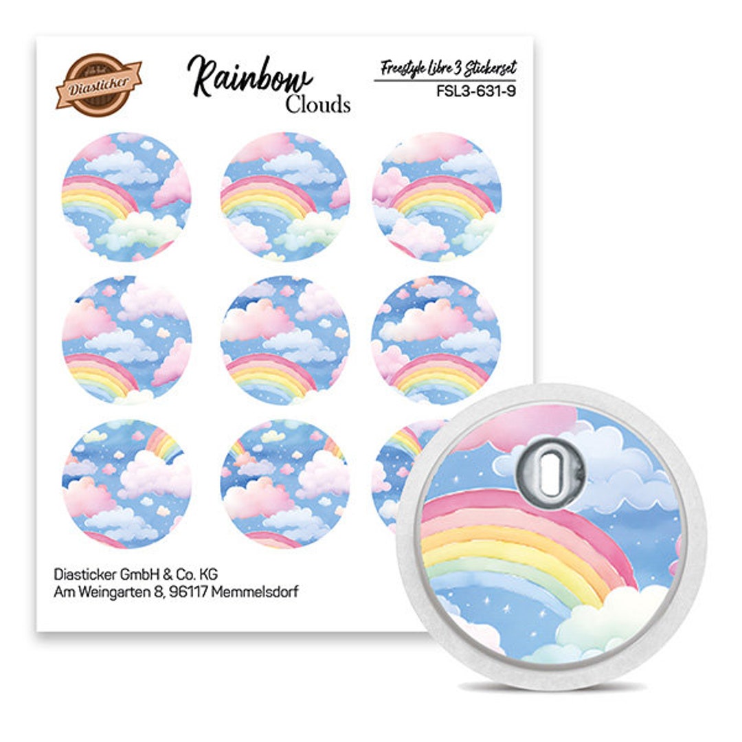Freestyle Libre 3 Sticker Set of 9 rainbow Clouds - Etsy