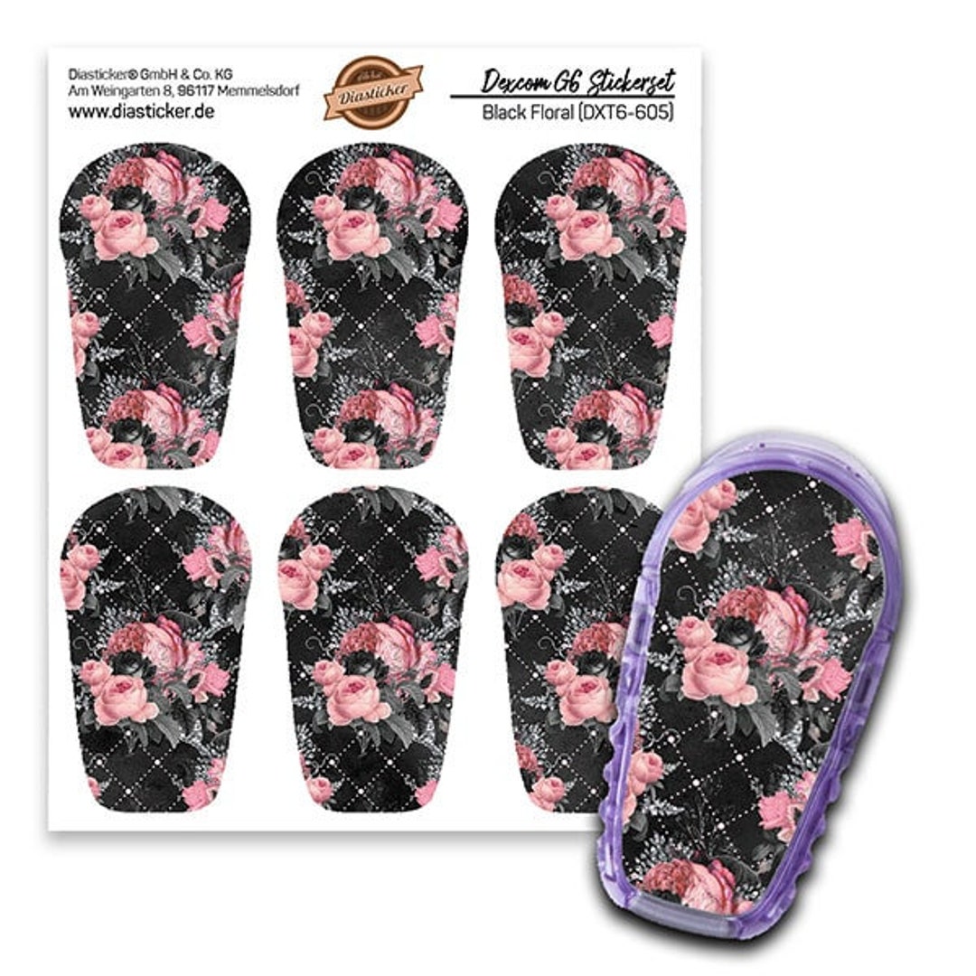 Dexcom G6 Stickers Set of 9 black Floral - Etsy
