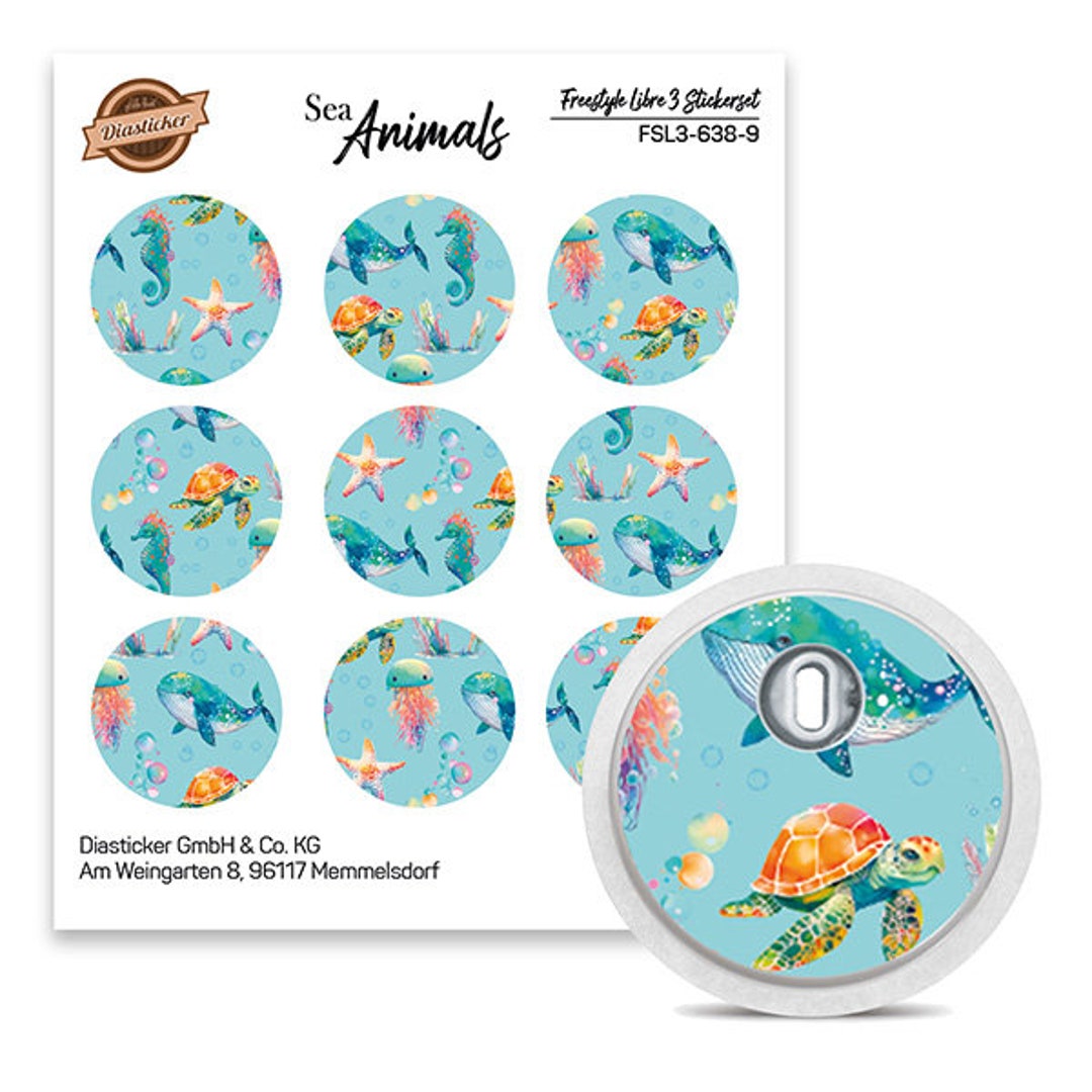 Freestyle Libre 3 Stickers Set of 9 sea Animals - Etsy