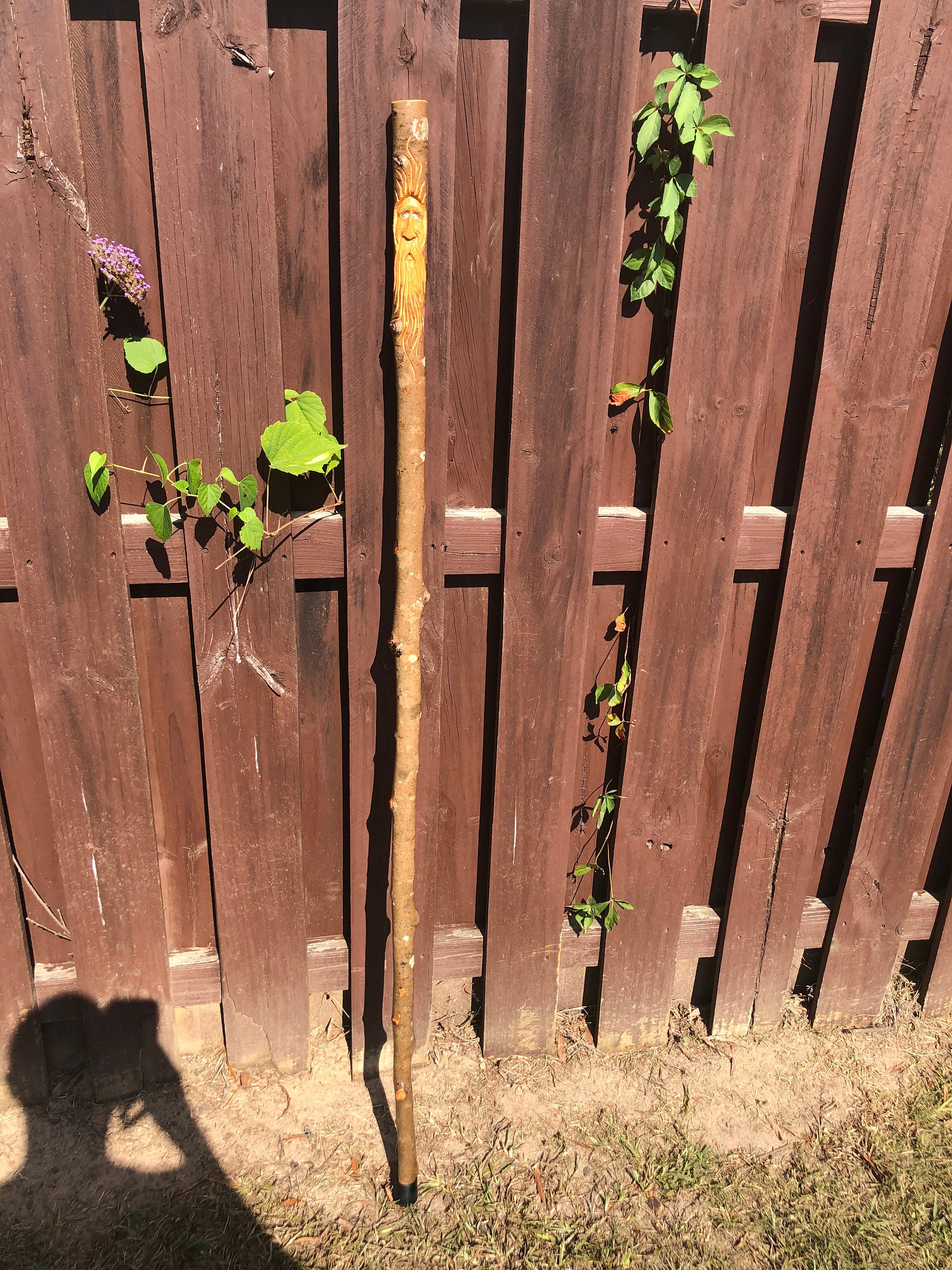 Hiking Stick, Hand Carved, Wood Spirit, Vine Wrapped, Vine Wrap ...