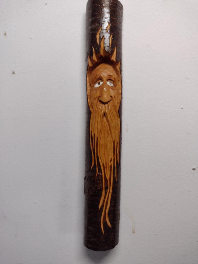 Carved Wood Spirit, Wizard, Cherry Wood, Wall Hanging, Décor, Wood ...