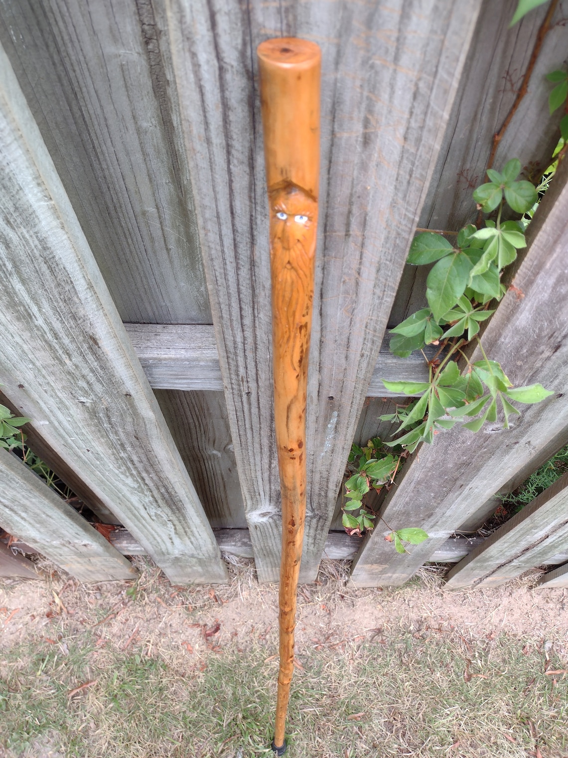 Hiking Stick, Hand Carved, Wood Spirit, Vine Wrapped, Vine Wrap ...