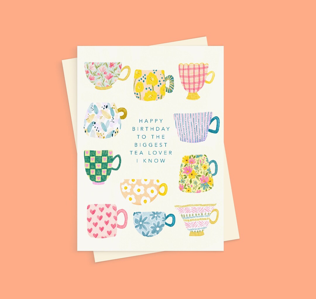 Tea Lover A5 Birthday Card, Happy Birthday Card, Tea Lover Gift, Tea ...