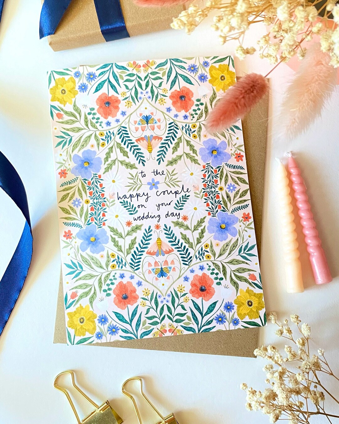 Bohemian Floral Wedding A5 Greetings Card, Engagement Card, to the ...