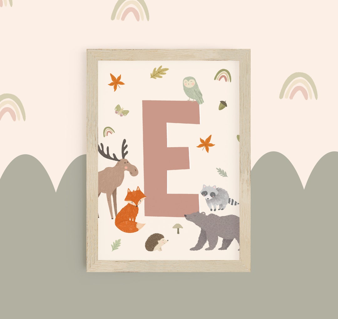Personalised Woodland Animal Letter Print / Nursery Wall Art - Etsy