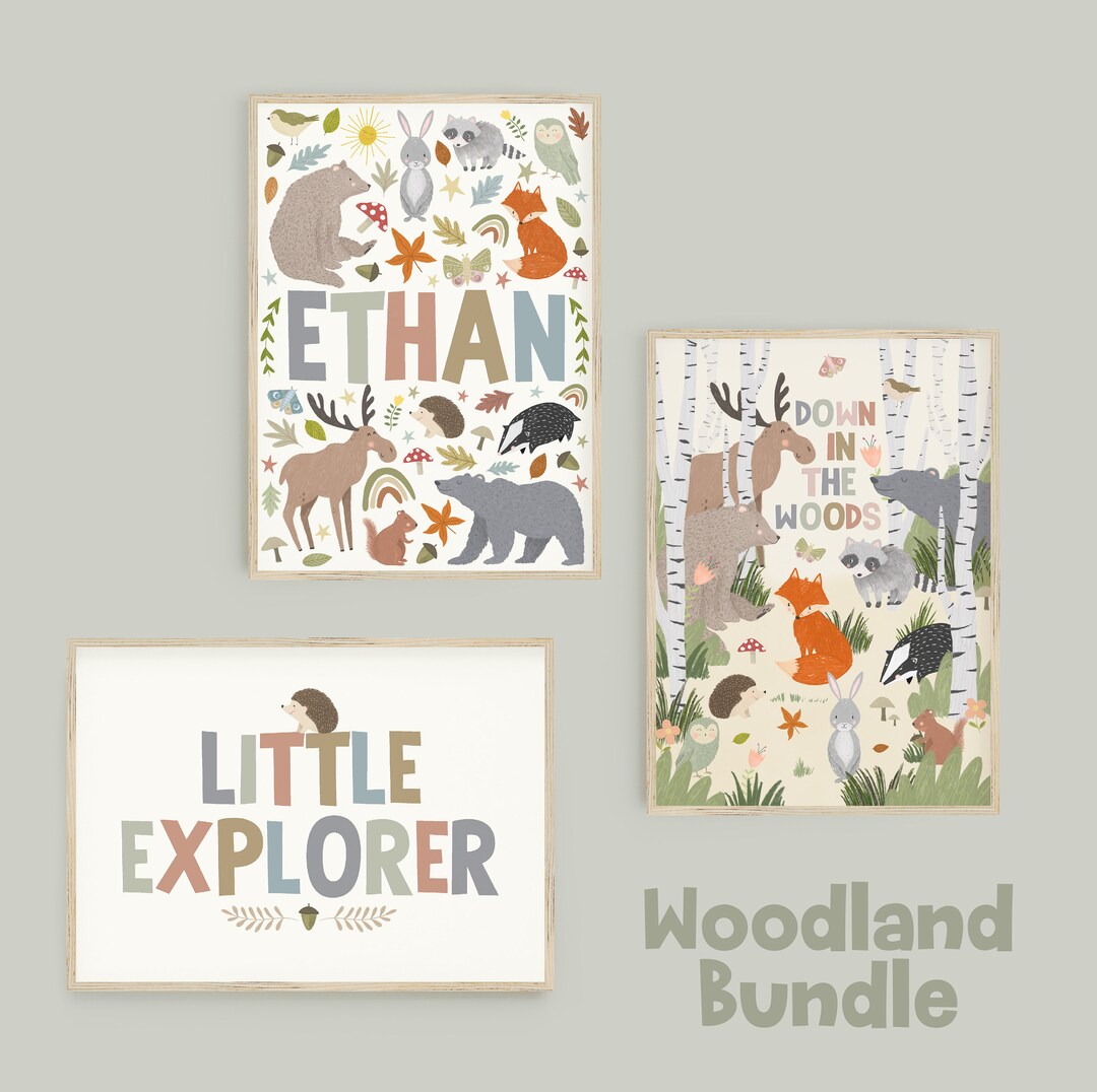 Woodland Animal Print Bundle / Nursery Prints / Kids Gallery Wall - Etsy