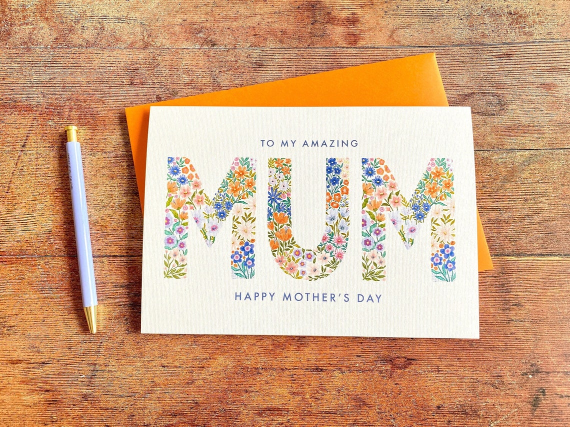 Floral Mum Mother's Day Greeting Card, Gift for Mum, Cards for Mum ...