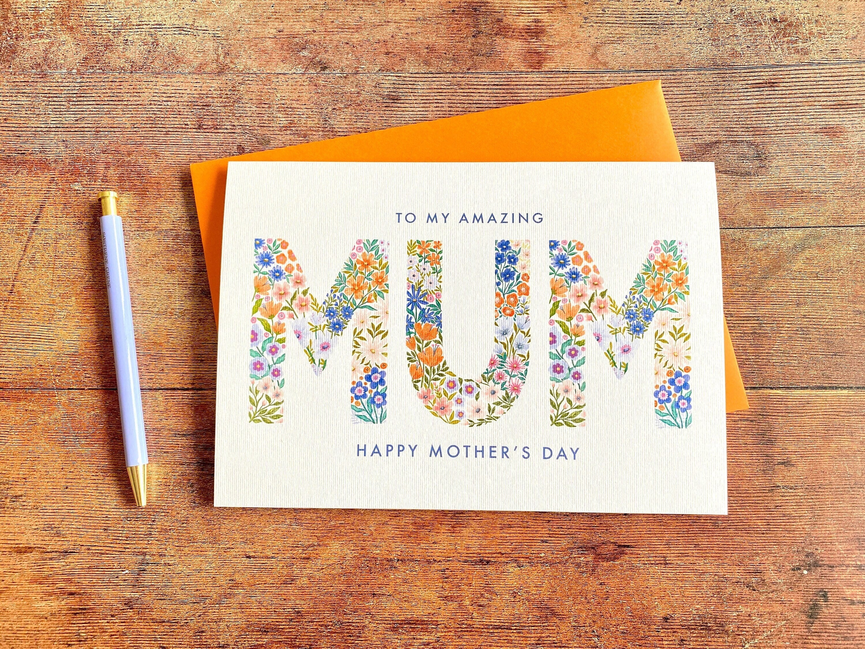 Floral Mum Mother's Day Greeting Card, Gift for Mum, Cards for Mum ...