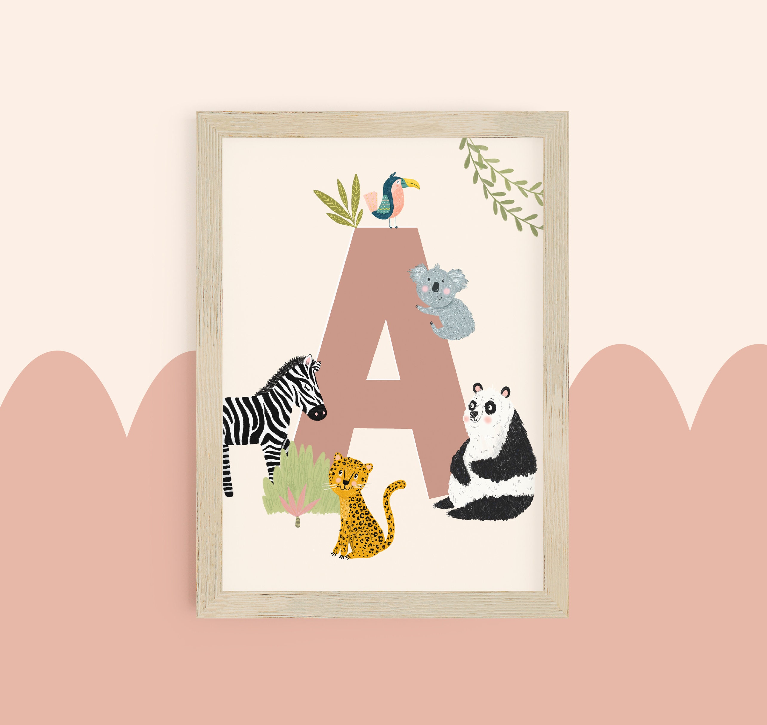 Personalised Jungle Safari Animal Letter Print / Nursery Wall - Etsy