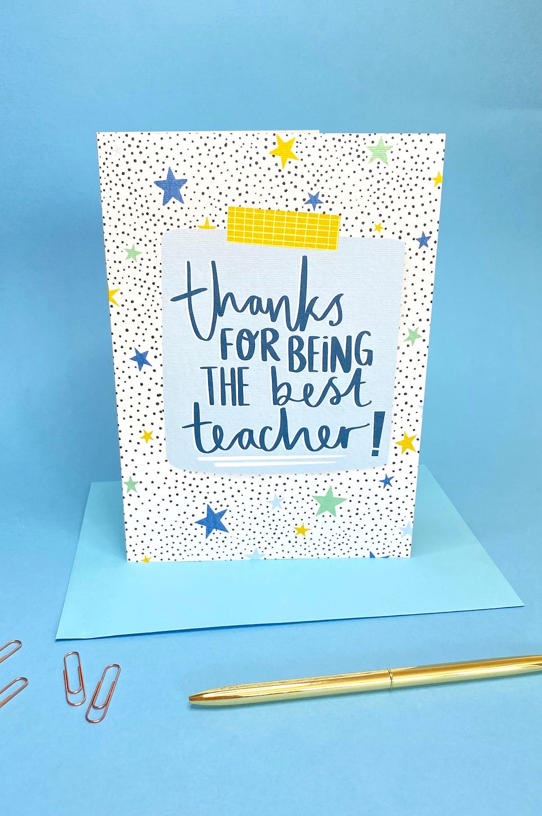 Thanks for Being the Best Teacher A5 Greeting Card Blue, Teacher Gift ...