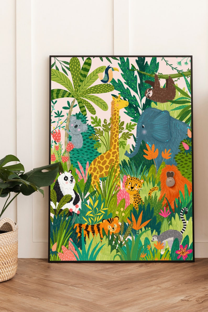 Jungle Pals Animal Print / Rainforest / Tropical Illustration ...