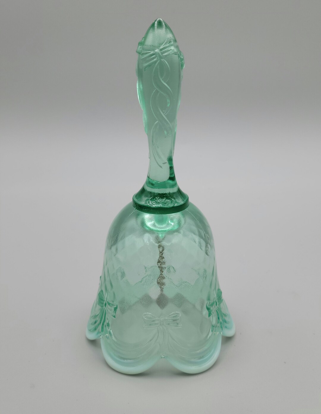 Fenton Green Opalescent Glass Bell | Sash & Bows - Etsy
