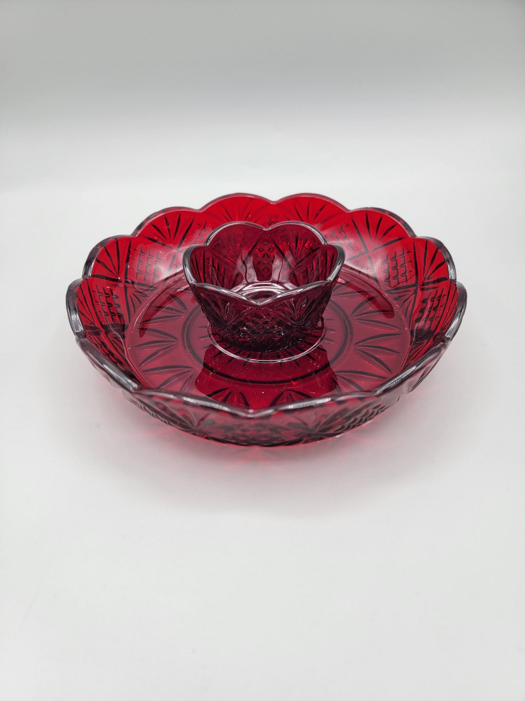 Godinger Dublin Red Shannon Crystal Chip and Dip Serving Bowls, Set of ...