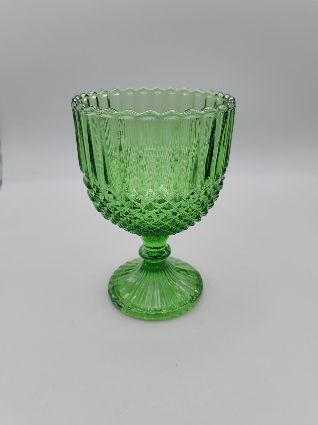 Vintage Anchor Hocking Emerald Green Goblet - Etsy