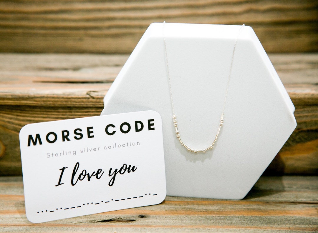 I Love You Morse Code Sterling Silver Necklace, Hidden Message ...