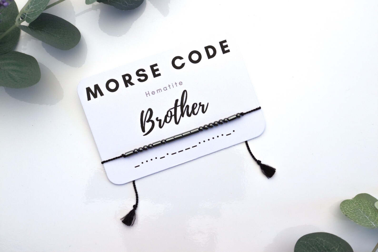 Brother Morse Code Bracelet: Hematite Beaded Sibling Gift - Etsy UK