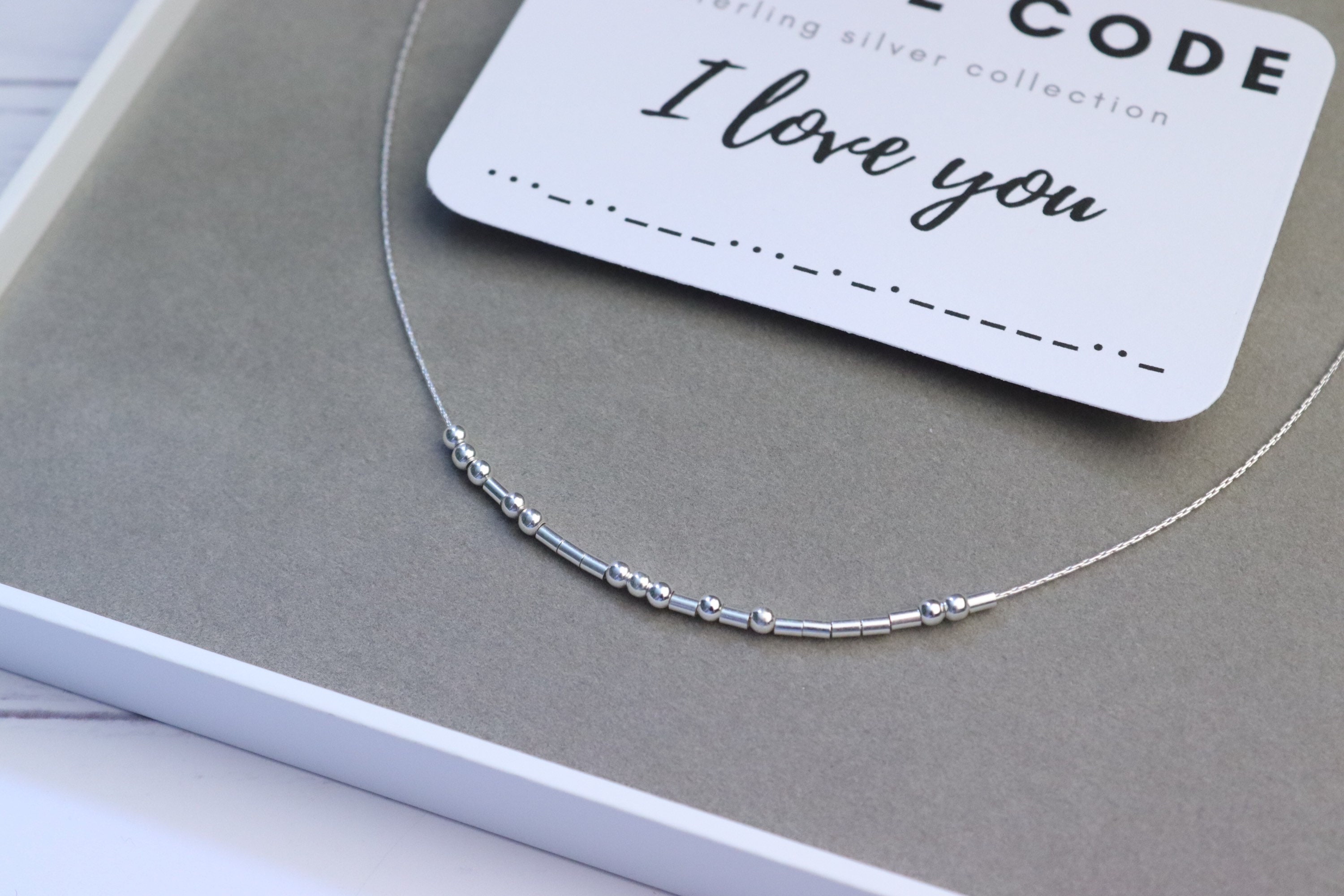 I Love You Morse Code Sterling Silver Necklace Hidden - Etsy UK