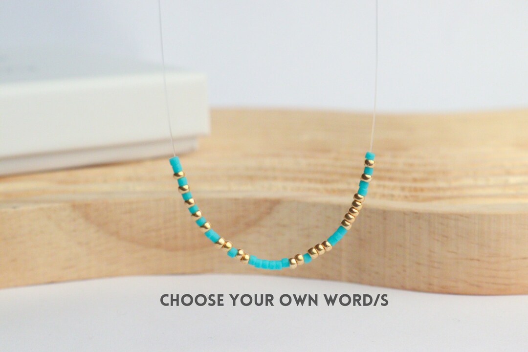 Custom Illusion Morse Code Seed Bead Necklace, Invisible Necklace ...