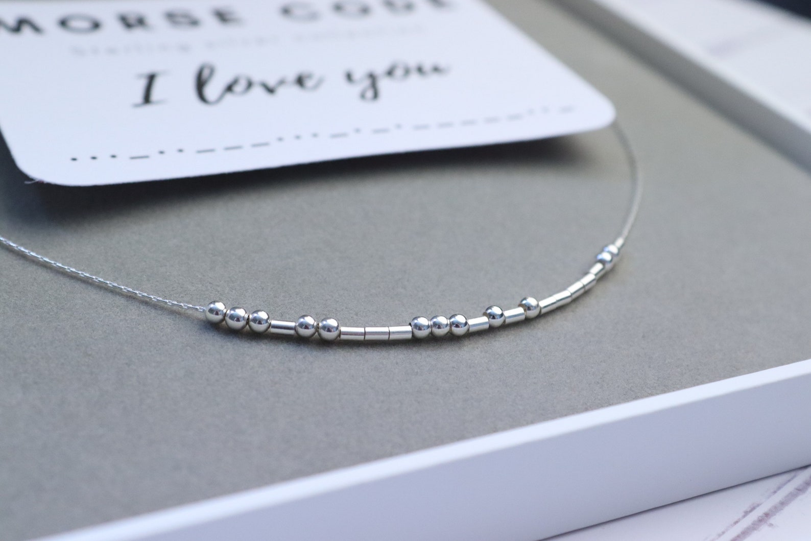 I Love You Morse Code Sterling Silver Necklace Hidden | Etsy UK