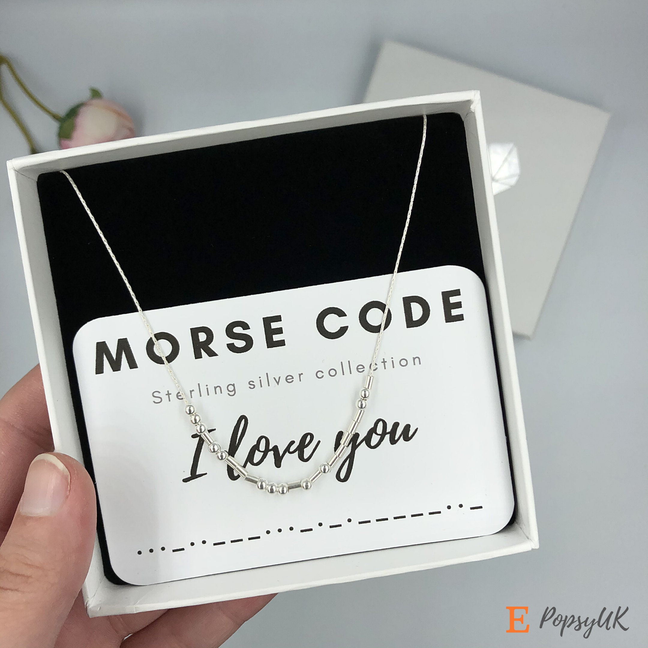 I Love You Morse Code Sterling Silver Necklace Hidden - Etsy UK