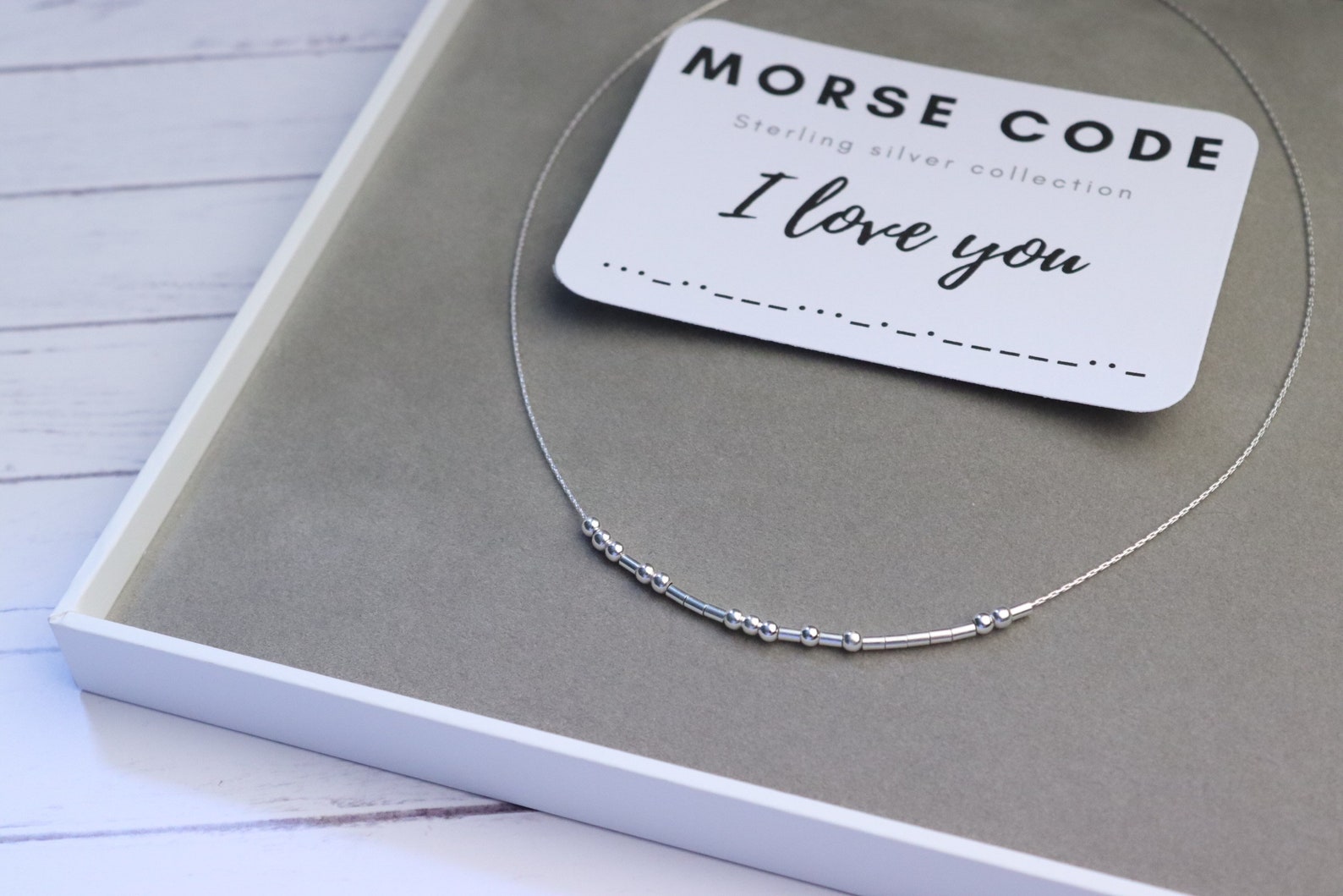 I Love You Morse Code Sterling Silver Necklace Hidden | Etsy UK