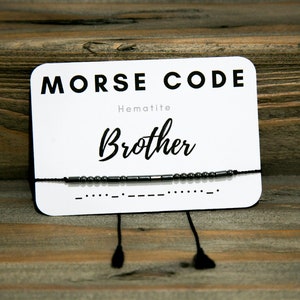 Brother Morse Code Bracelet: Hematite Beaded Sibling Gift - Etsy UK