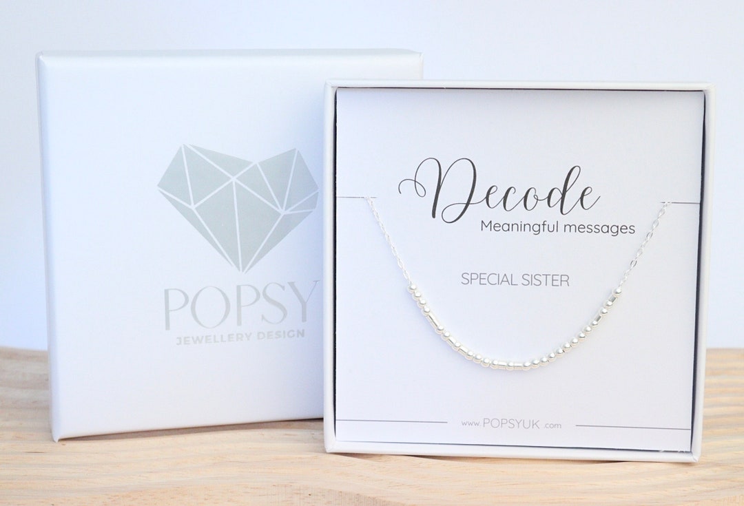 Special Sister Morse Code Sterling Silver Necklace, Hidden Message ...