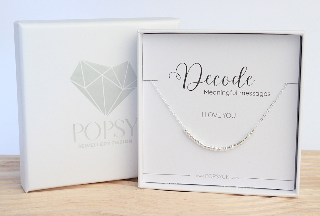 I Love You Morse Code Sterling Silver Necklace, Hidden Message ...