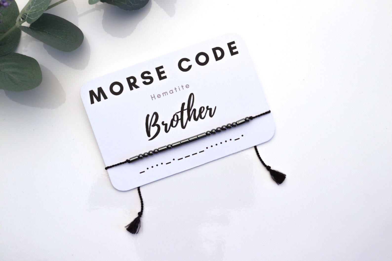Brother Morse Code Bracelet: Hematite Beaded Sibling Gift - Etsy UK